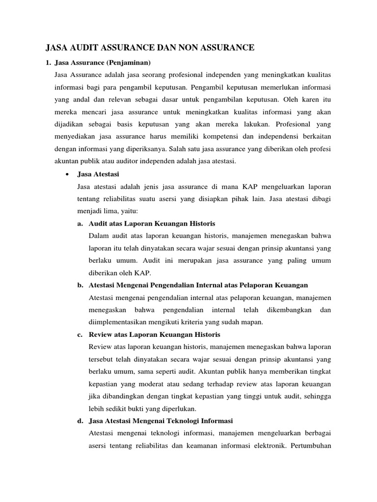 Jasa Audit: Assurance dan Non-Assurance | PDF