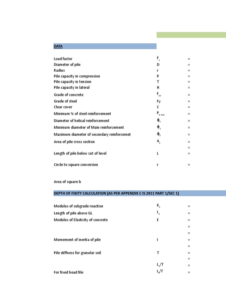 Pile Foundation Excel | PDF | Deep Foundation | Bending