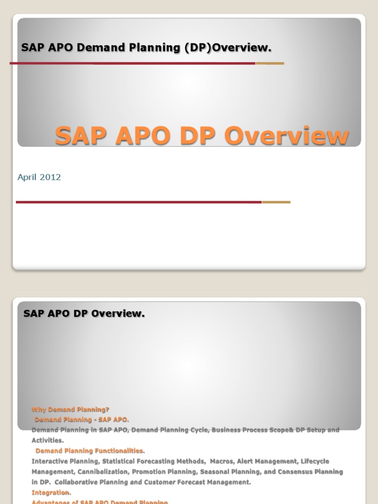 Sap Apo DP Overview | PDF | Forecasting | Business Process