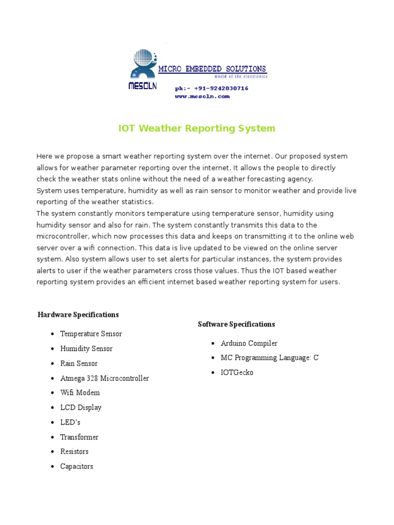IOT Weather Reporting System