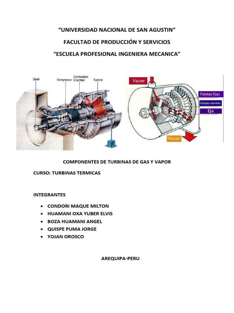 COMPONENTES DE TURBINAS DE GAS Y VAPOR | Combustión | Turbina
