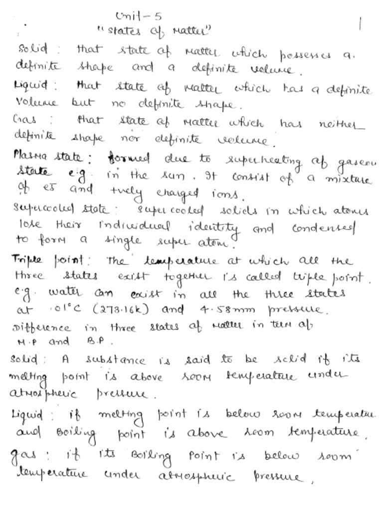 Class 11 Chemistry Notes Chapter 5 States of Matter PDF | PDF