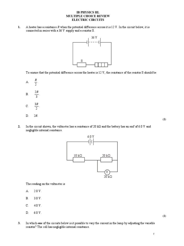 IB Physics Review-Electric Circuits | PDF | Electrical Resistance And ...