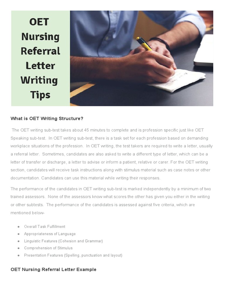 Oet Nurse Writing | Nursing | Health Care