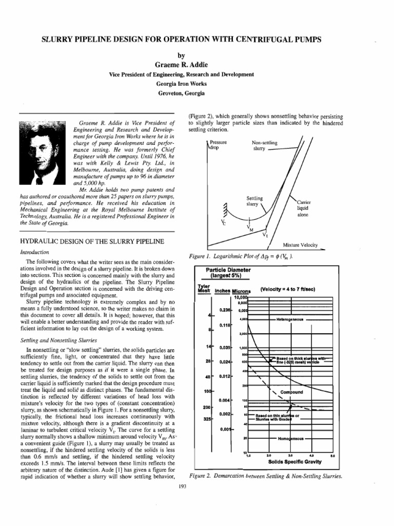 Slurry Pipeline Design For Operation With Centrifugal Pumps PDF | PDF