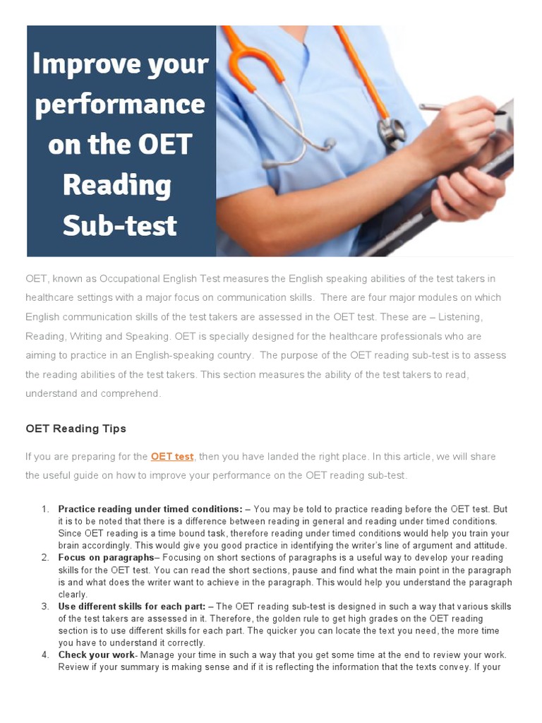 Oet Reading | PDF | Cognitive Science | Cognition