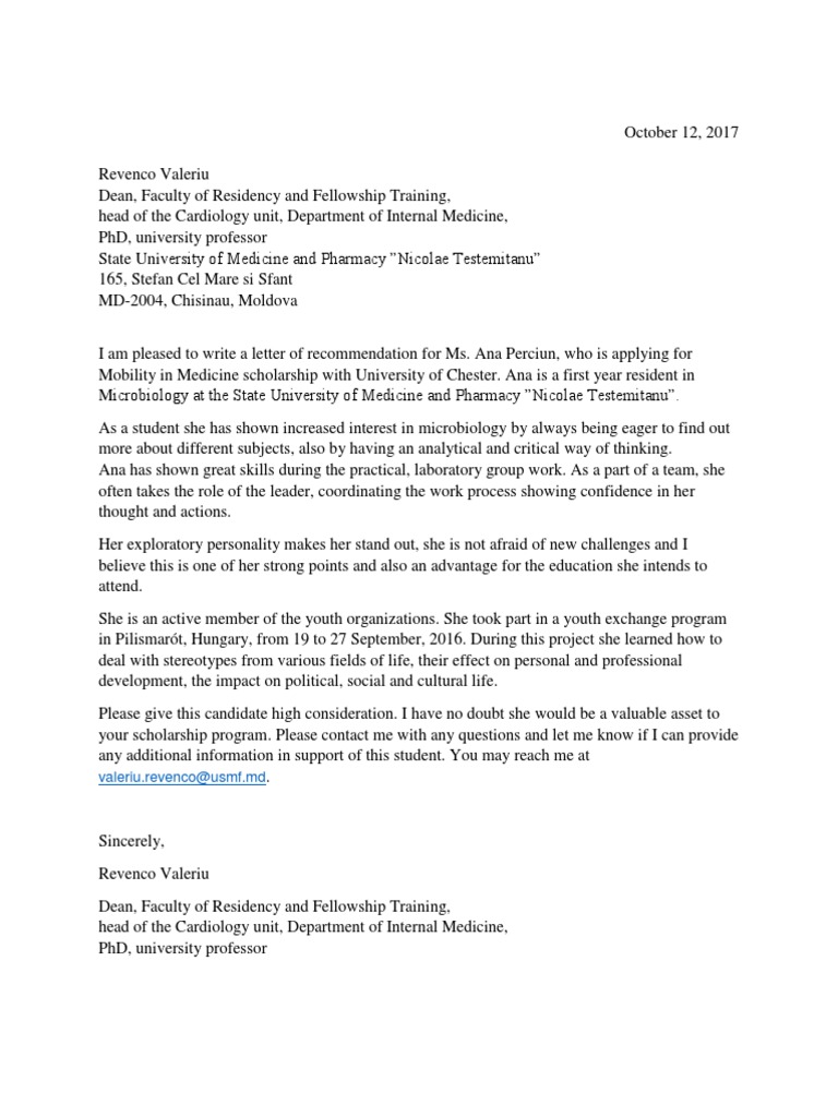 Ana Perciun - Recommendation Letter11 | PDF