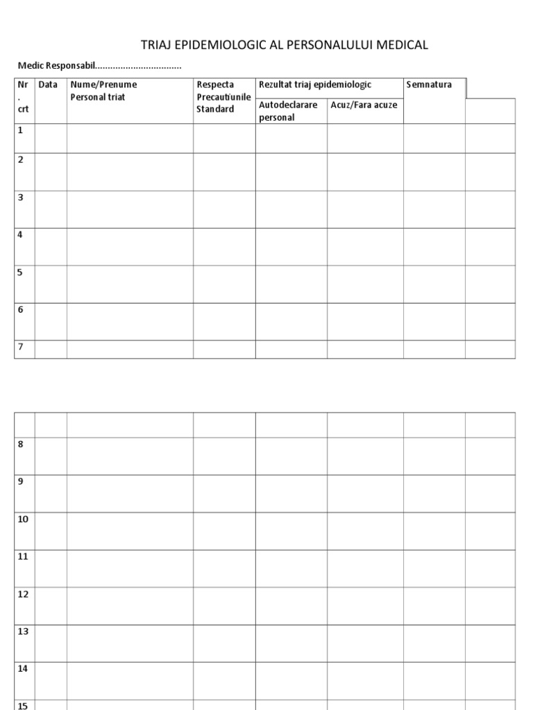 Triaj Epidemiologic Al Personalului Medical | PDF