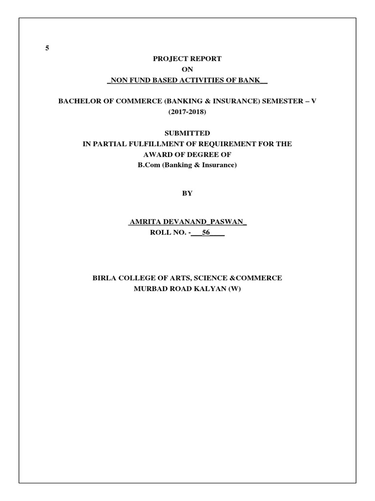 Non-Fund Based Banking Activities Report | PDF | Overdraft | Letter Of ...