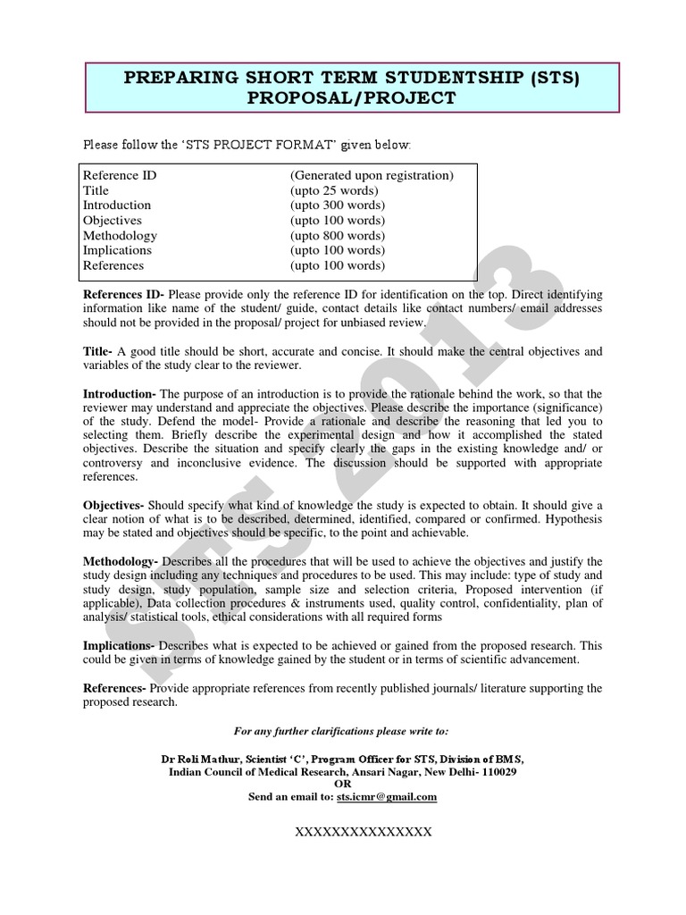 Icmr Sts Project Format | PDF | Scientific Method | Cognition