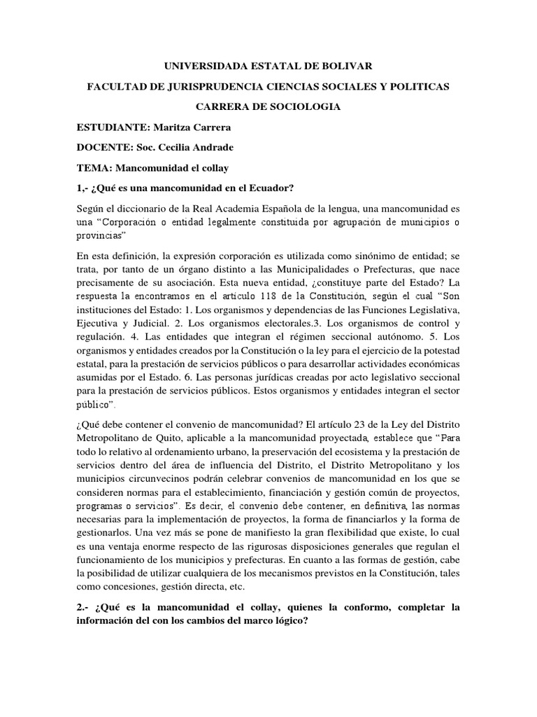 Mancomunidad El Collay: Gobernanza y Desarrollo | PDF | Gobernancia ...