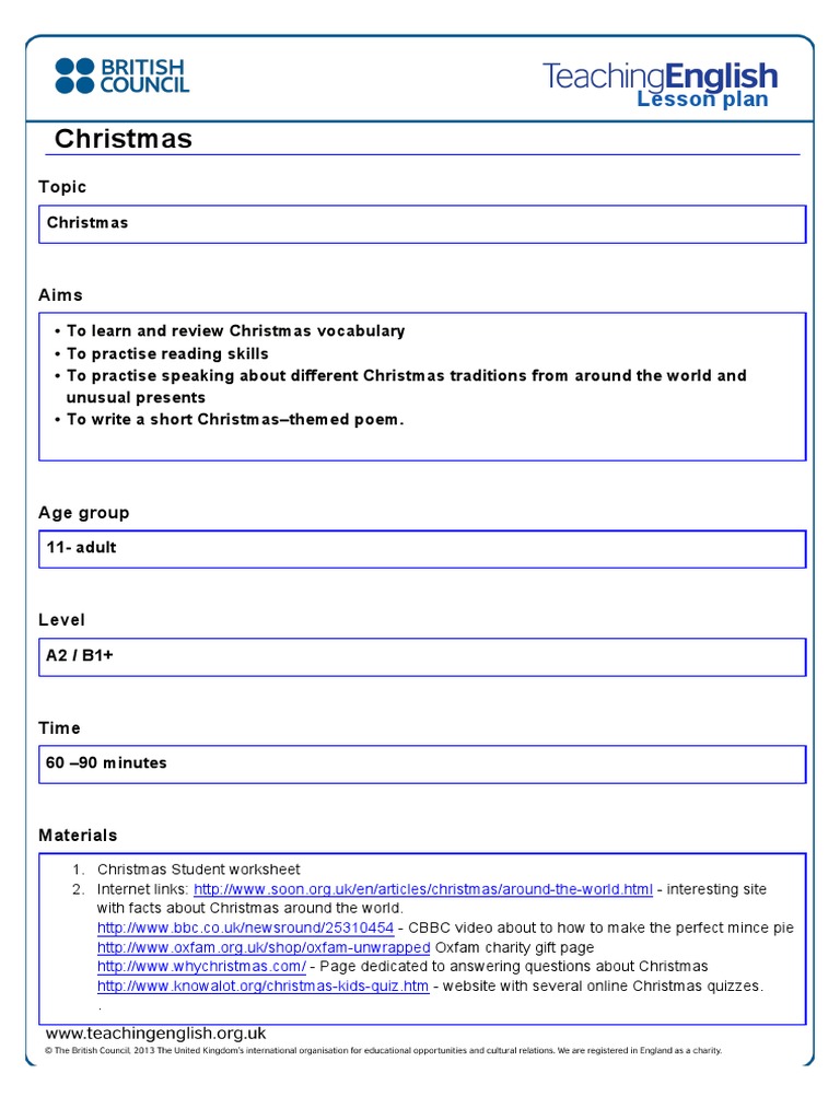 Christmas Lesson Plan | PDF | Lesson Plan | Christmas