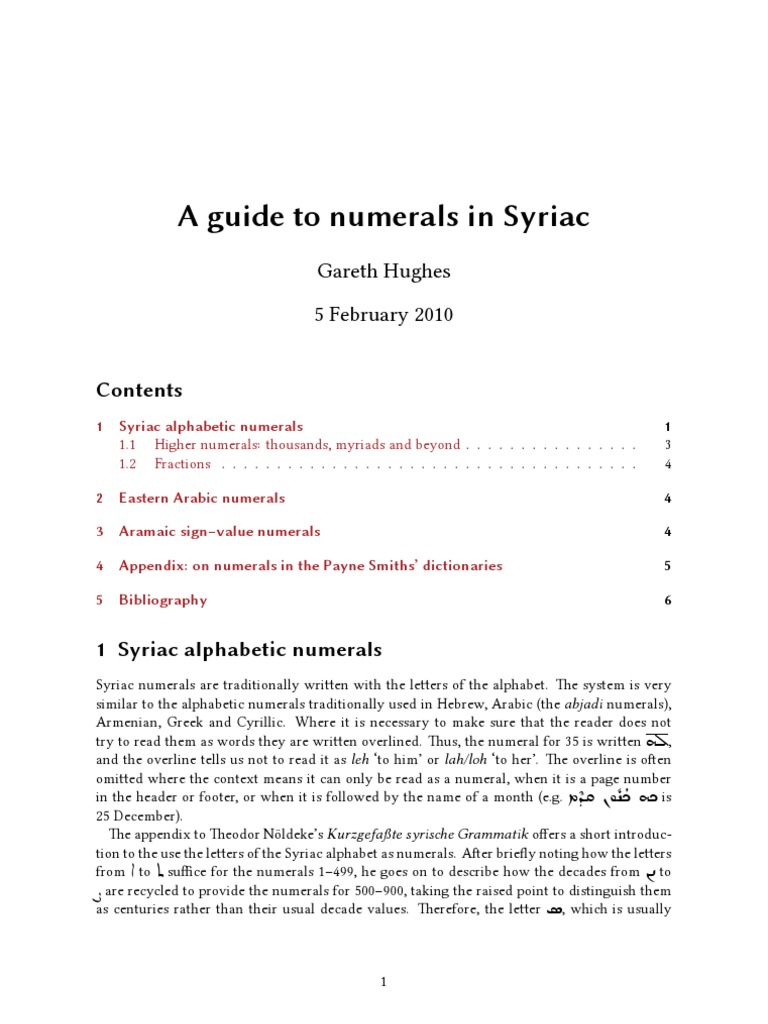 A Guide To Numerals in Syriac | PDF | Alphabet | Fraction (Mathematics)