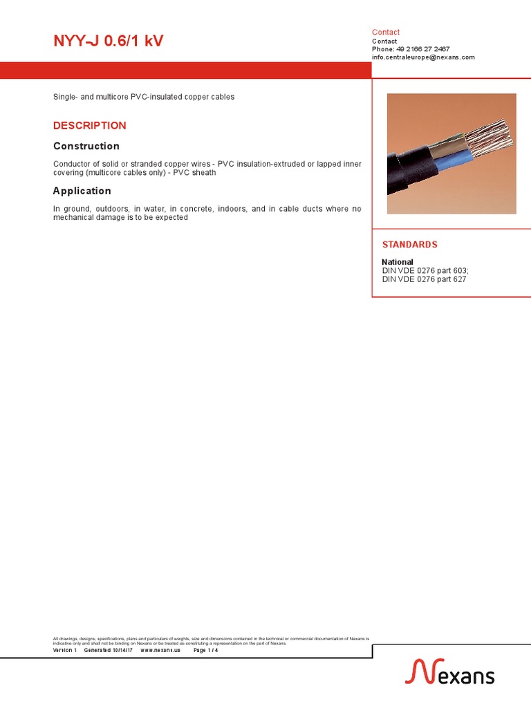 Contact and technical specifications for Nexans underground cables | PDF | Building Engineering ...