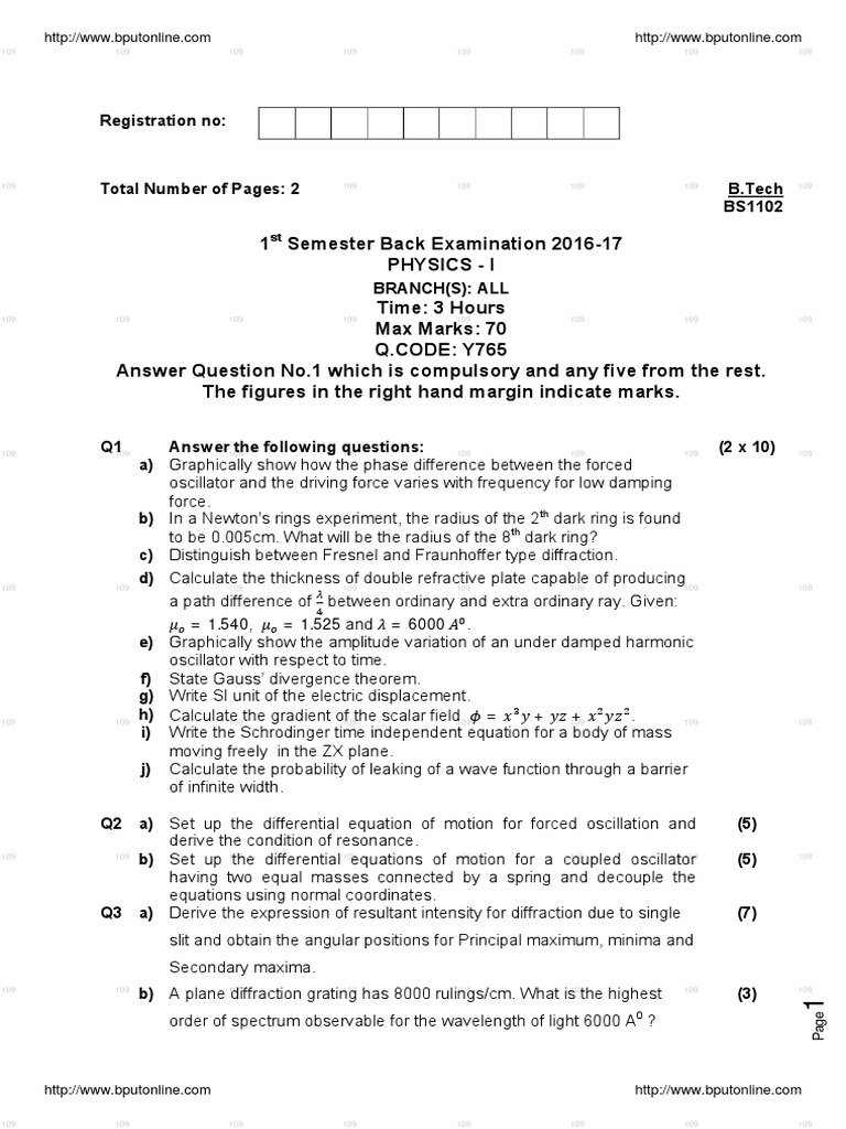 Btech 1st Year Bs1102 Physics 1 2017 Diffraction Waves