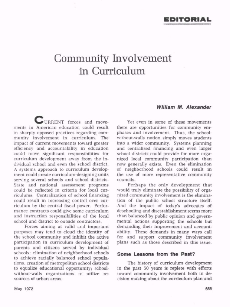 Community Involvement in Curriculum: William M. Alexander | Download ...