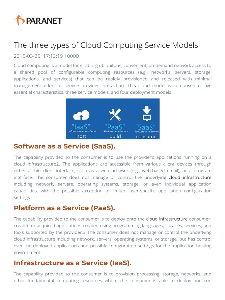 Three Types of Cloud Computing Service Models | PDF | Business