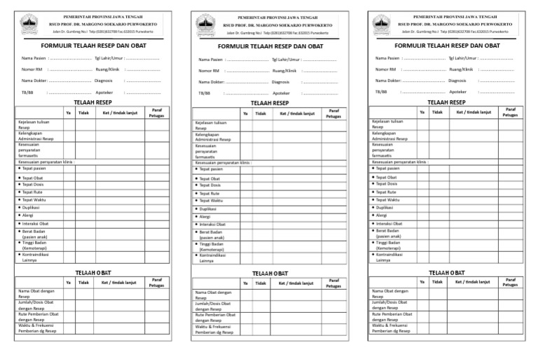 Form Telaah Resep Telaah Obat New Banget | PDF