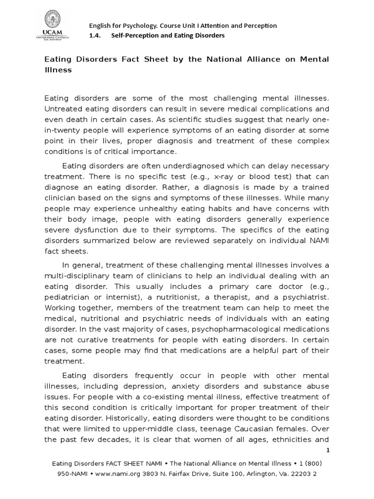 1.4. Self-Perception and Eating Disorders Eating Disorders Fact Sheet ...