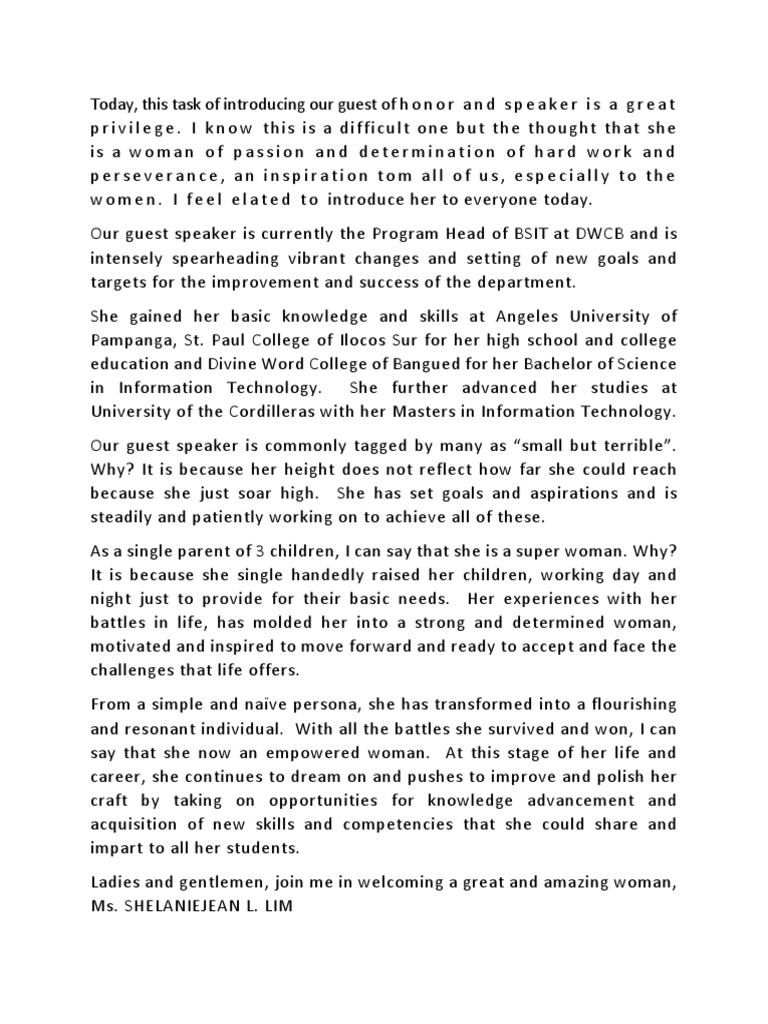 Guest Speaker Introduction | PDF