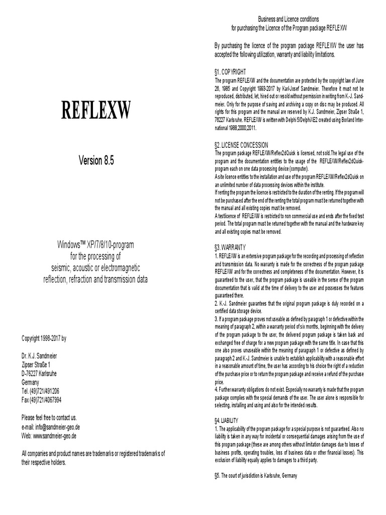 Reflexw Manual A4 Booklet | PDF | License | Copyright