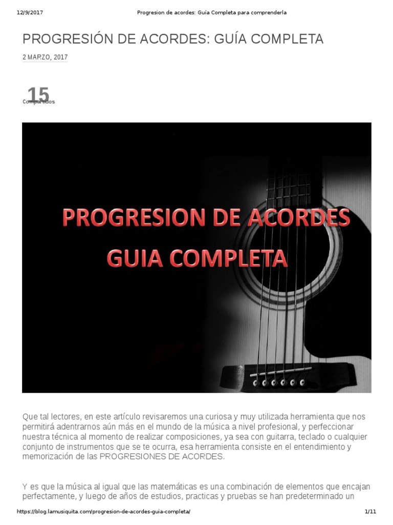 Progresion de Acordes - Guía Completa para Comprenderla | PDF | Acorde ...