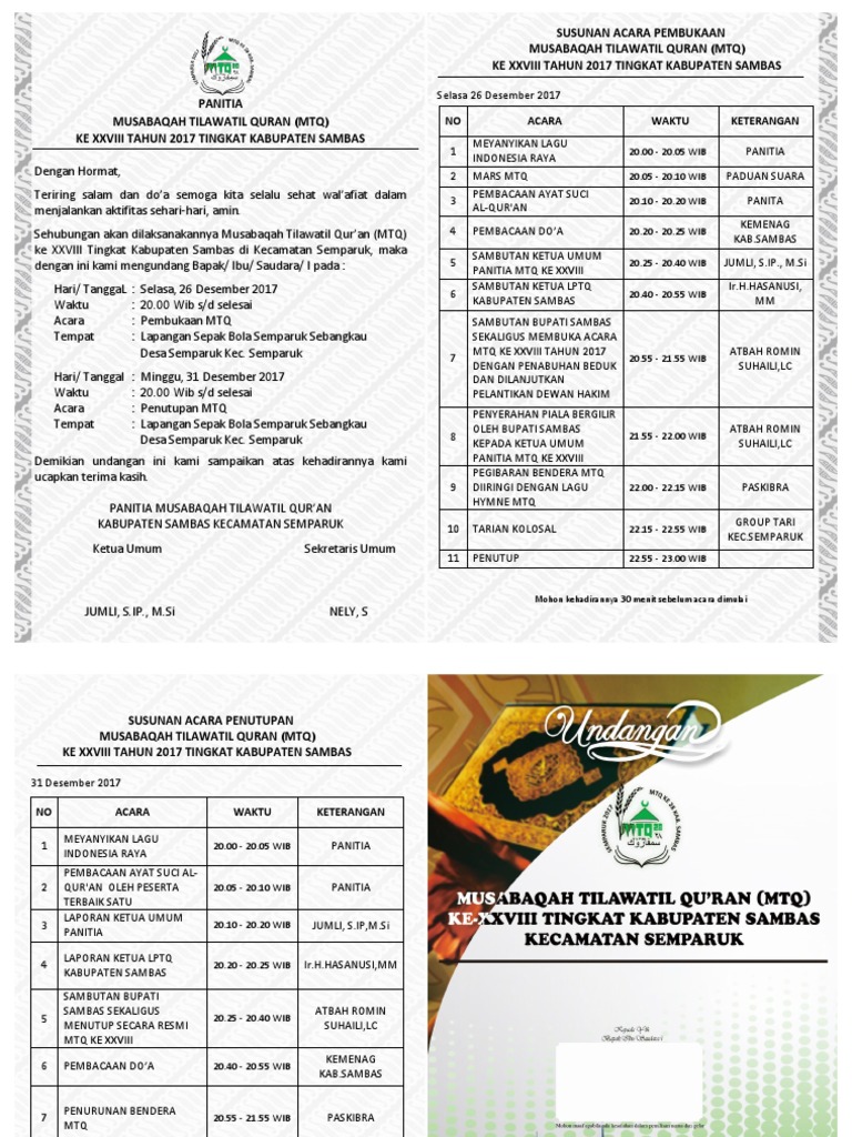 Undangan MTQ XXVIII Kabupaten Sambas | PDF