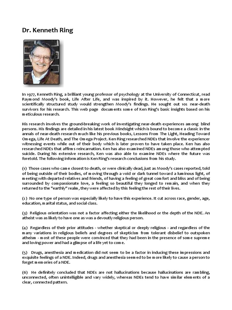 NDE - Dr. Kenneth Ring | PDF | Atheism | Cognitive Science