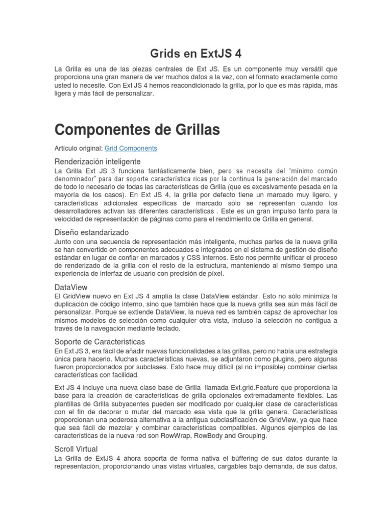 Grids en ExtJS 4: Mejoras y Configuración | PDF | Computación distribuída | Datos
