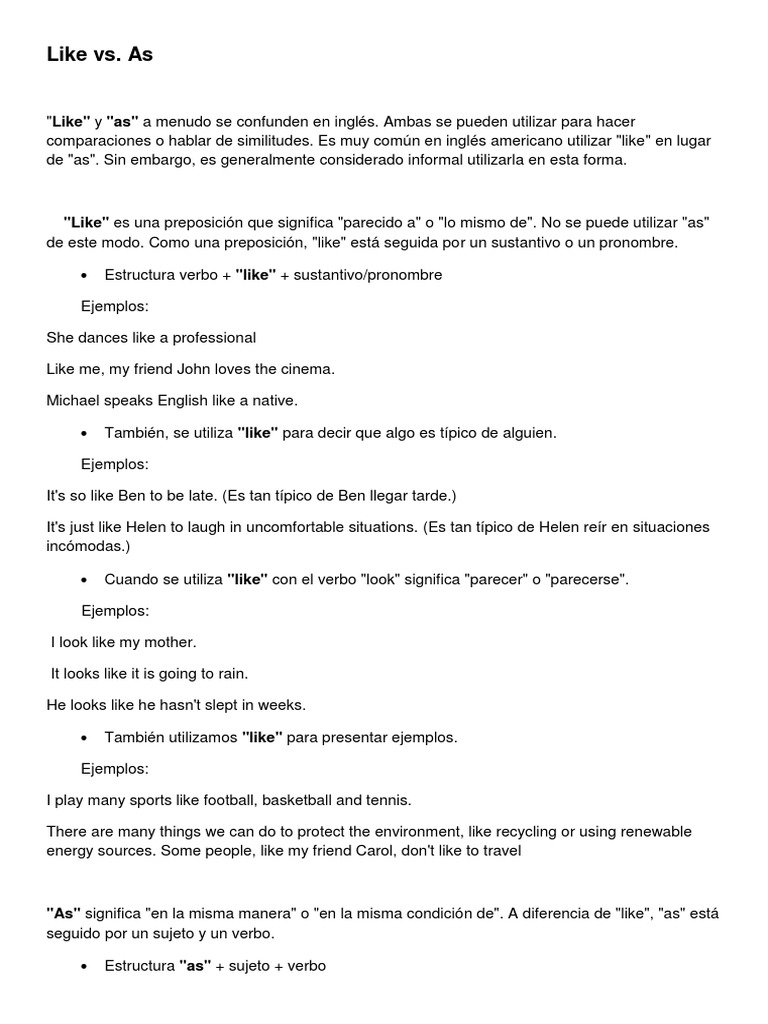 Like Vs As | PDF | Ocio