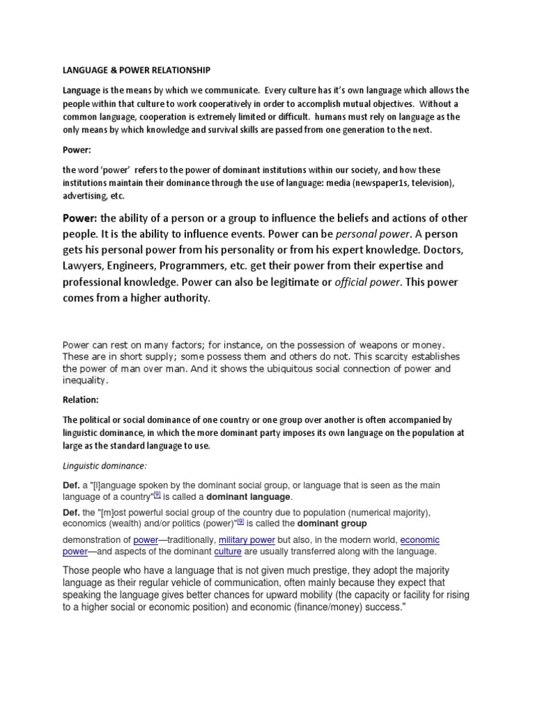 Language & Power Relationship | PDF | United Kingdom | Social Group