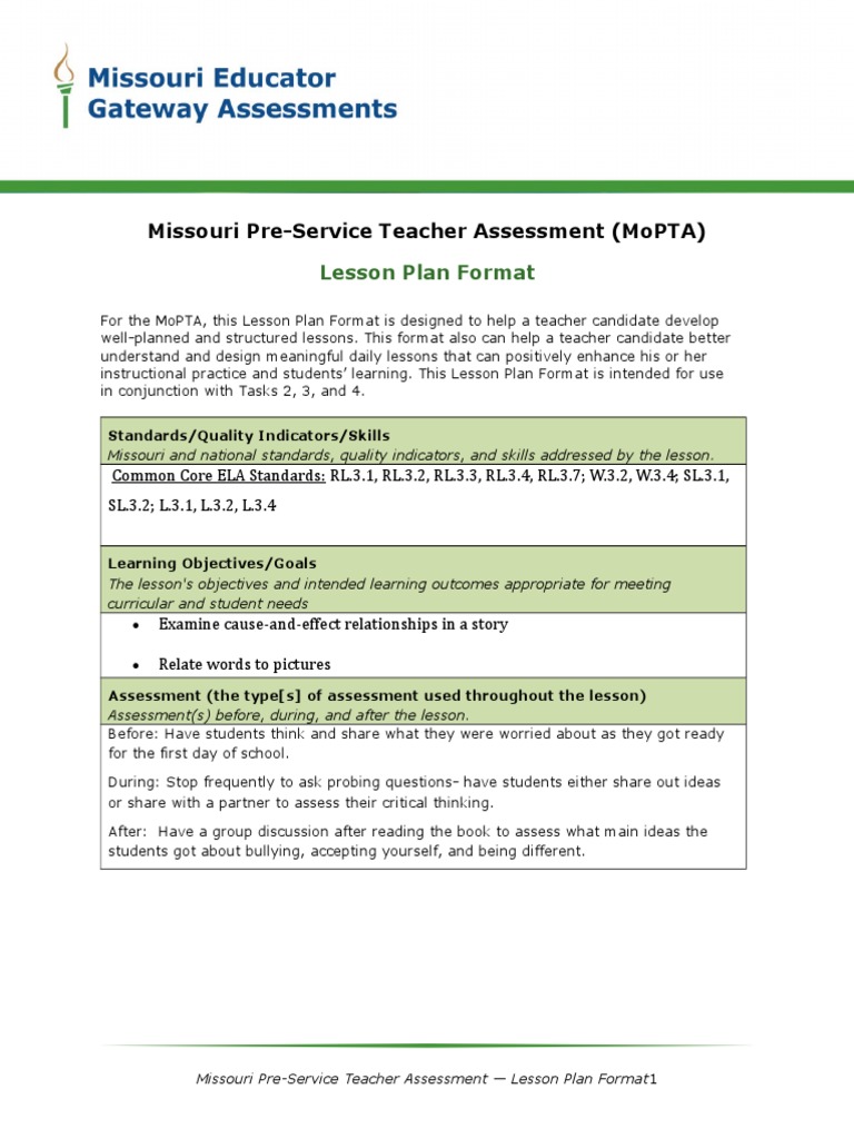 Mopta A Bad Case of Stripes | PDF | Lesson Plan | Educational Assessment