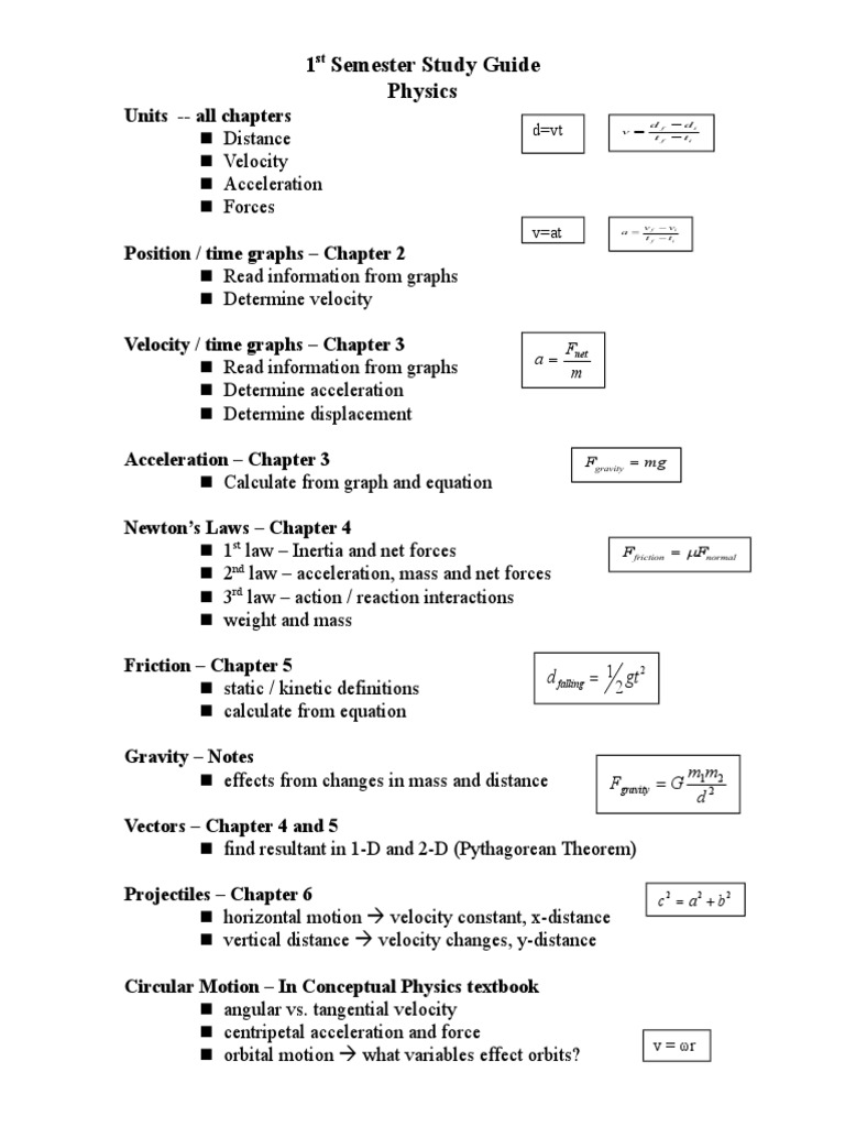 Physics - 1st Semester Study Guide | Download Free PDF | Acceleration ...