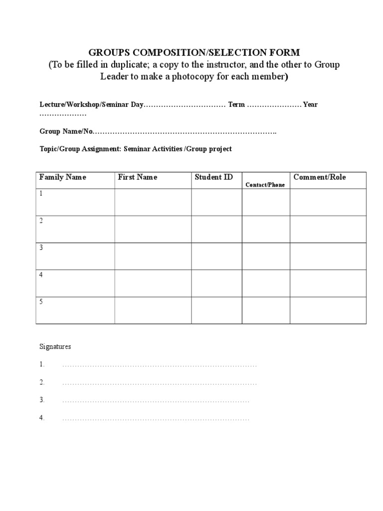 Group Members' Composition Form | PDF