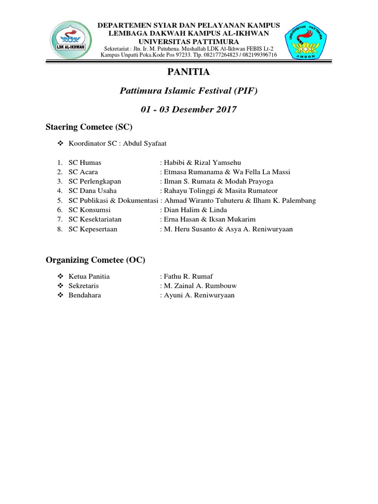Panitia PIF | PDF