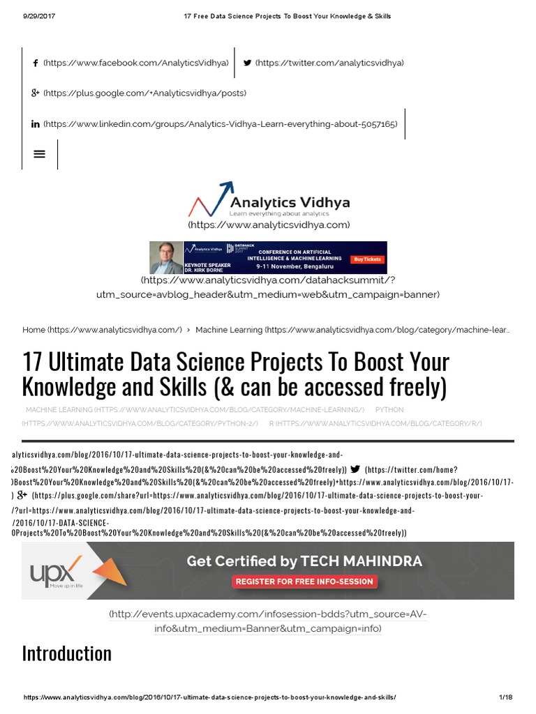 17 Free Data Science Projects To Boost Your Knowledge & Skills | PDF ...
