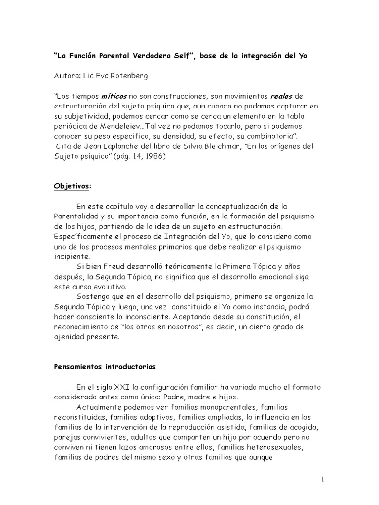 23 - Parentalidad Eva | PDF | Psicoanálisis | Psique (psicología)