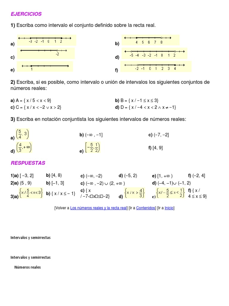 EJERCICIOS de Intervalo | Intervalo (Matemáticas) | Geometría
