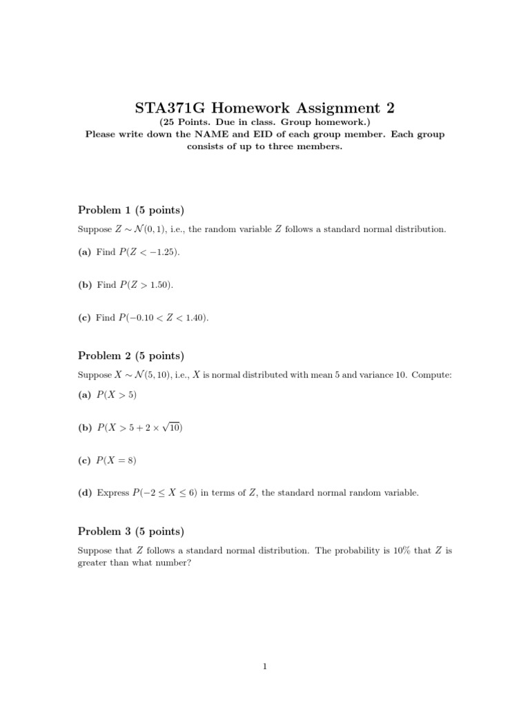 Sta371g Homework Assignment 2 Problem 1 5 Points Pdf 5344