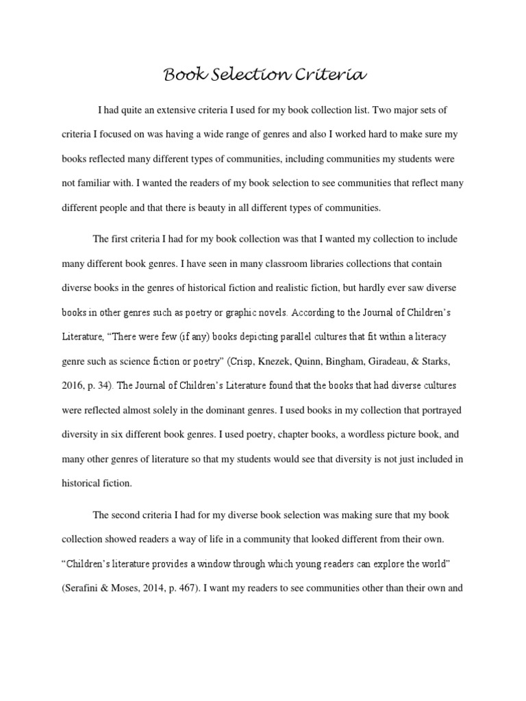 Diverse Book Selection Criteria | PDF | Children's Literature | Genre