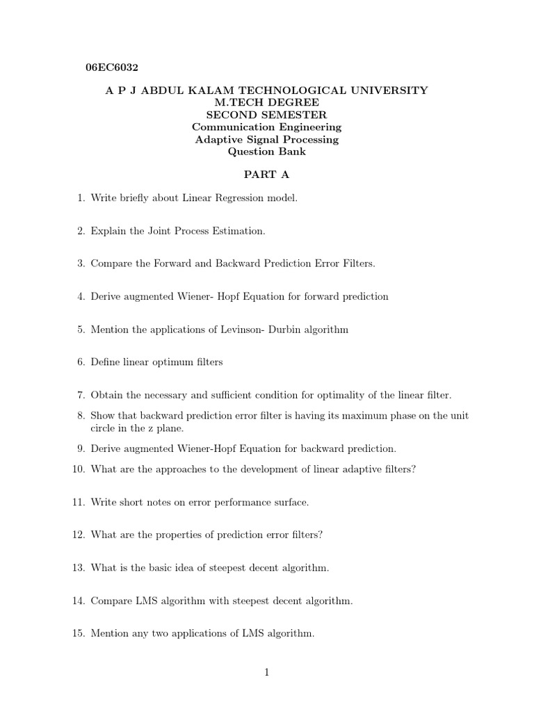 ASP Question Bank | PDF | Matrix (Mathematics) | Algebra