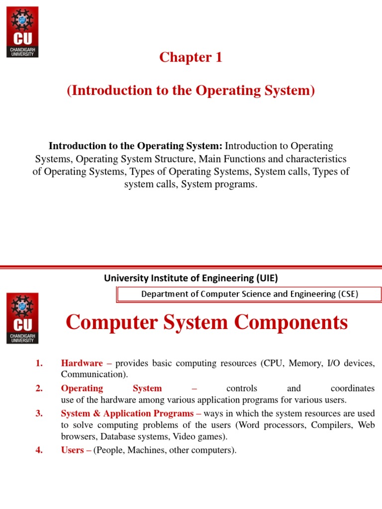 Introduction To Operating System Chandigarh University | PDF | Process (Computing) | Operating ...