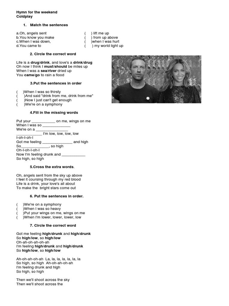 Coldplay Lyric Activity Guide | PDF | Poetry