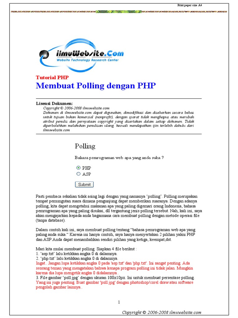 Membuat Polling Dengan PHP | PDF