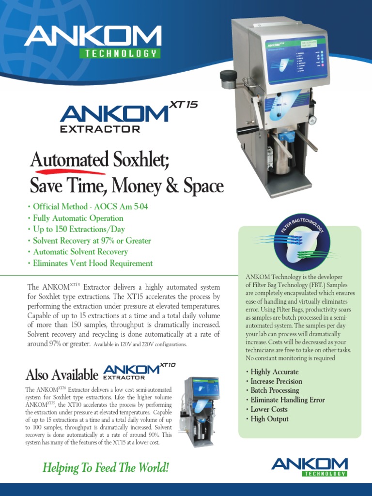 ANKOM XT15 Automated Soxhlet Extractor | PDF | Petroleum | Chemistry