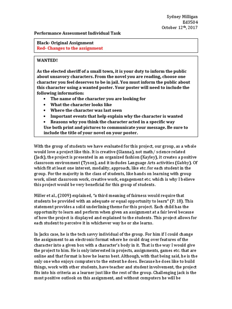 Performance Assessment Task | PDF | Educational Assessment | Applied ...