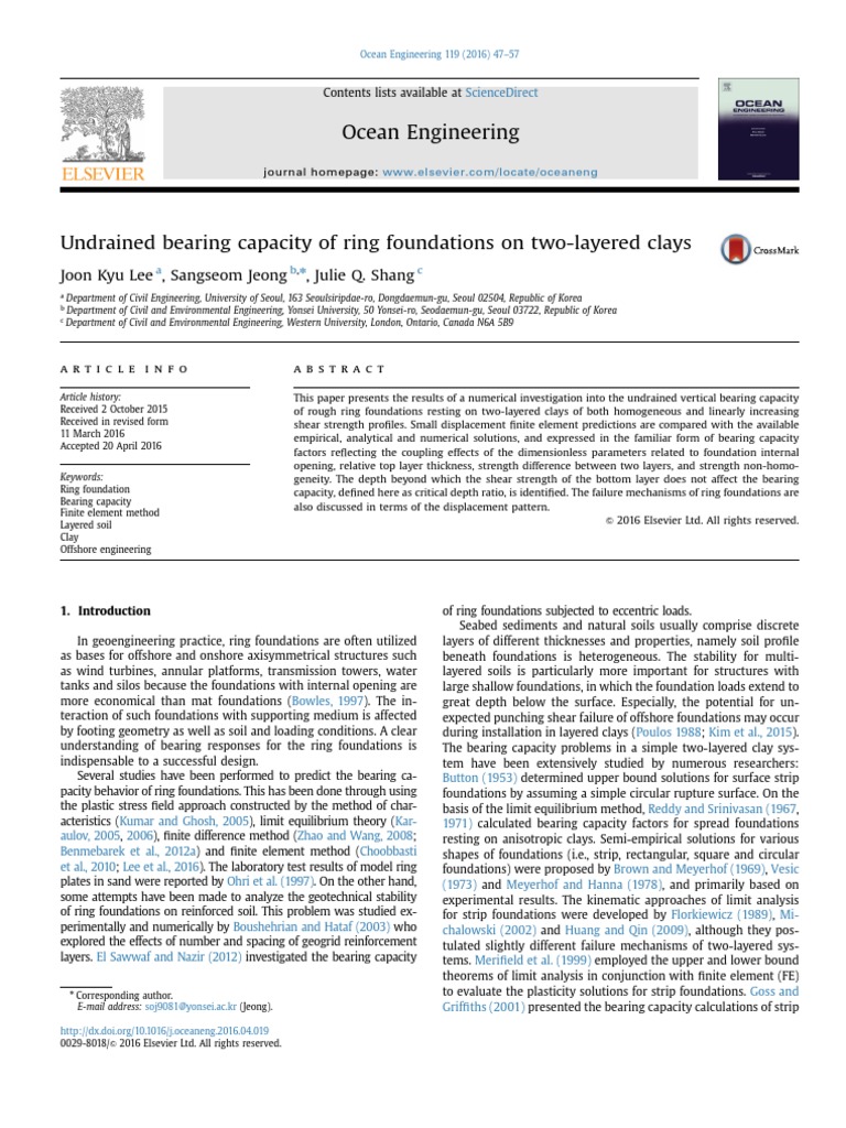 Lee2016 Ring Footing | PDF | Soil Mechanics | Strength Of Materials