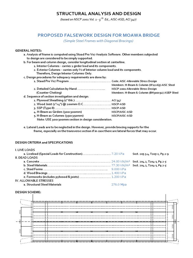 Formwork and Falsework For Moawa Bridge-Steel Design | PDF | Bending ...