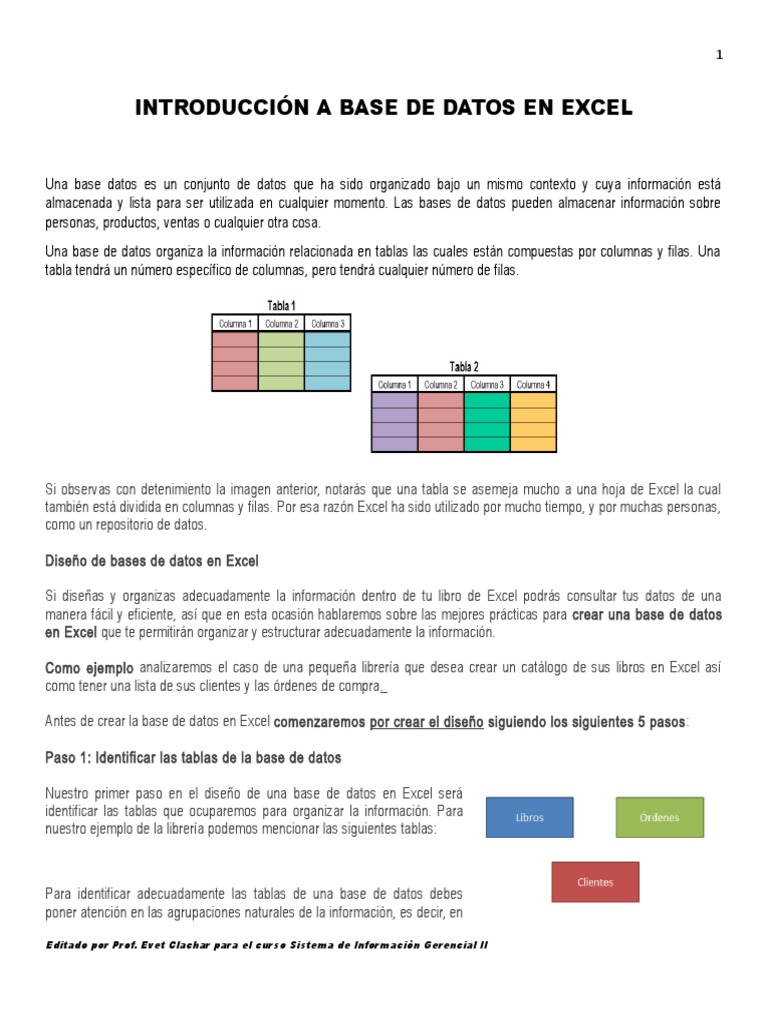 INTRODUCCIoN a Base de Datos en Excel | Tabla (base de datos) | Bases ...