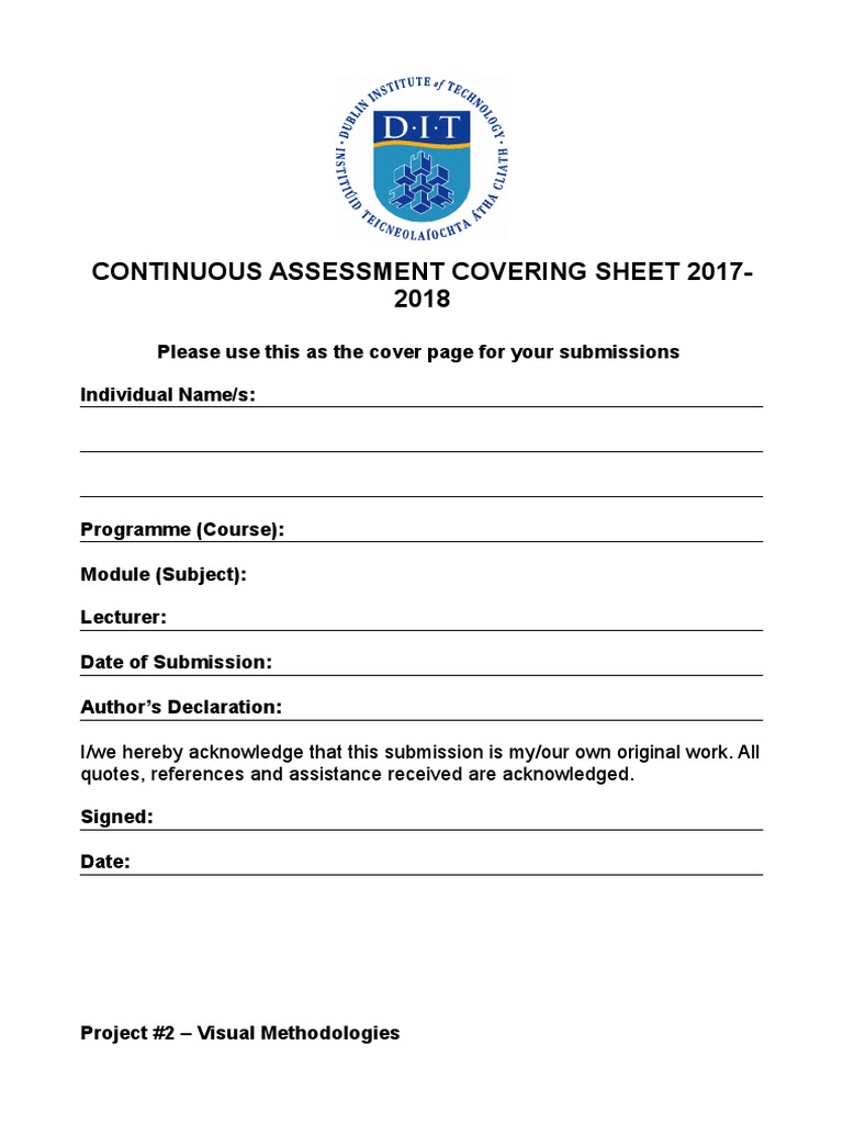 Continuous Assessment Covering Sheet 2017-2018 | PDF | Art